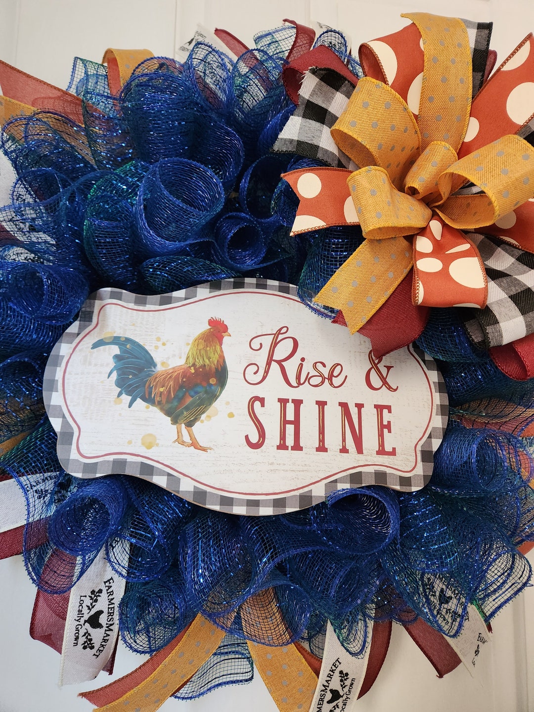 Rooster Wreath, Rustic Wreath, Farmhouse Wreath, Bold Colors Yellow ...
