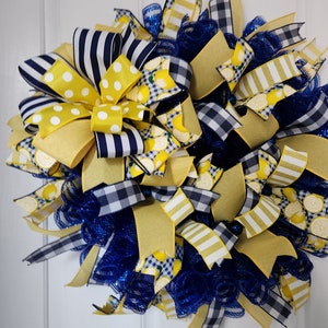 Fresh Lemons Wreath With Royal Blue Base and Lemon Ribbons . We Offer ...
