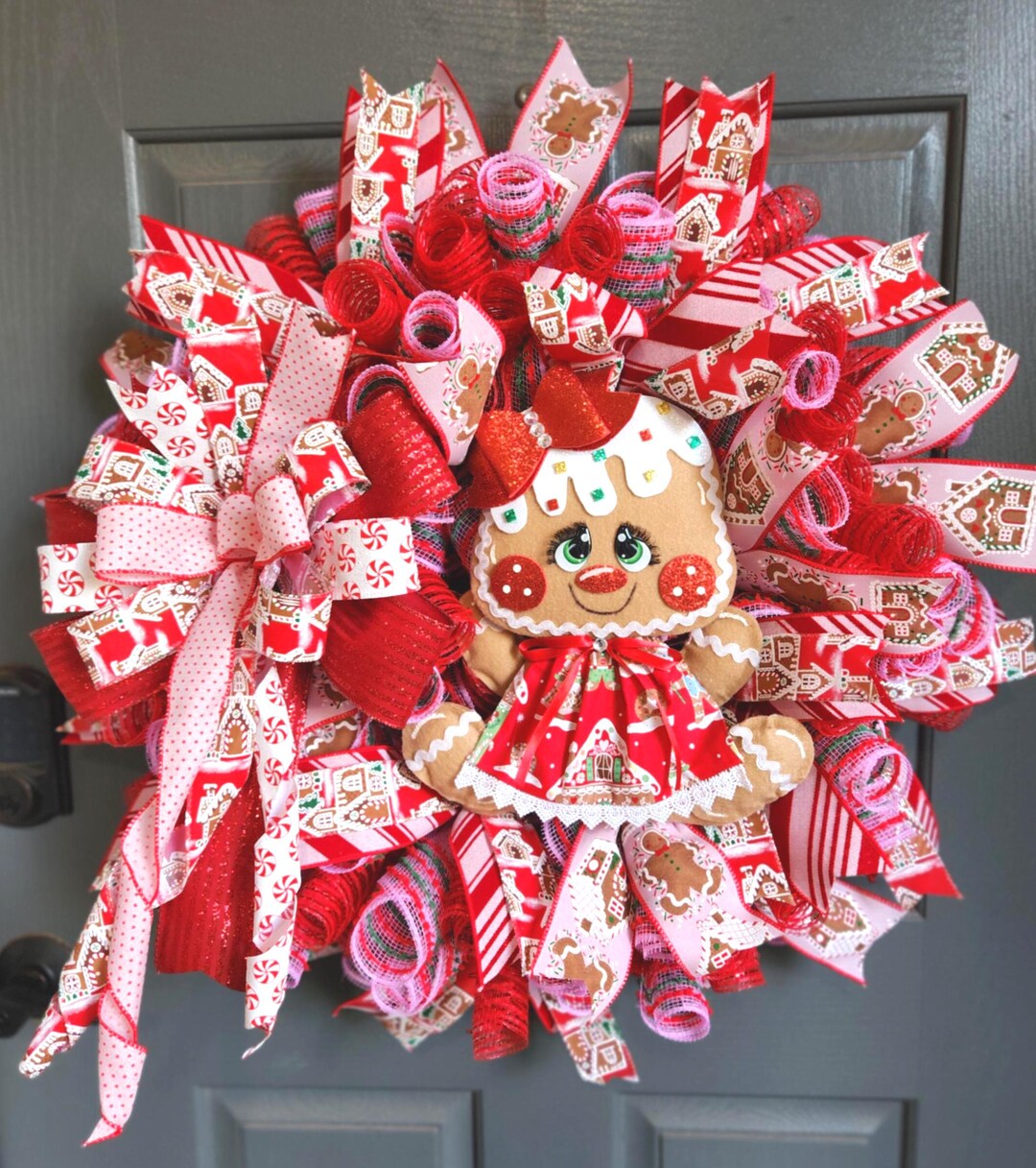 Gingerbread Girl Christmas Wreath, Candy Land Holiday Door Decor - Etsy
