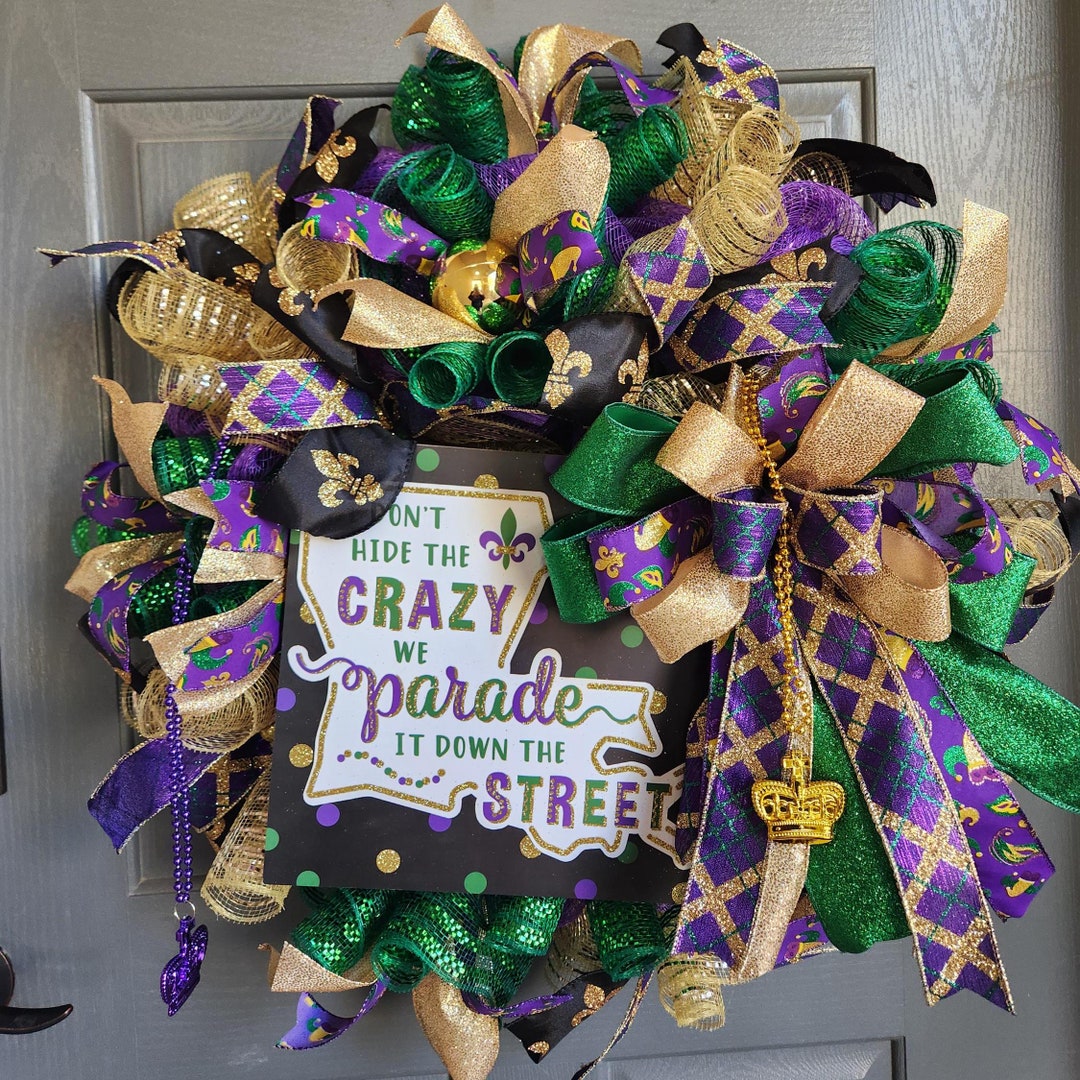 Mardi Gras, Mardi Gras Decor, Mardi Gras Wreath, Fat Tuesday Decor ...