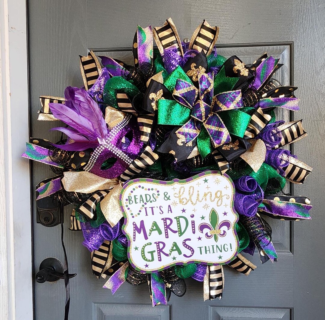 Mardi Gras, Mardi Gras Decor, Mardi Gras Wreath, Fat Tuesday Decor ...