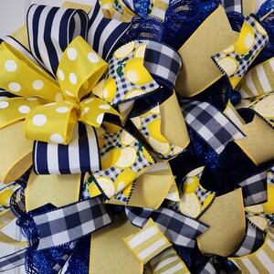 Fresh Lemons Wreath With Royal Blue Base and Lemon Ribbons . We Offer ...