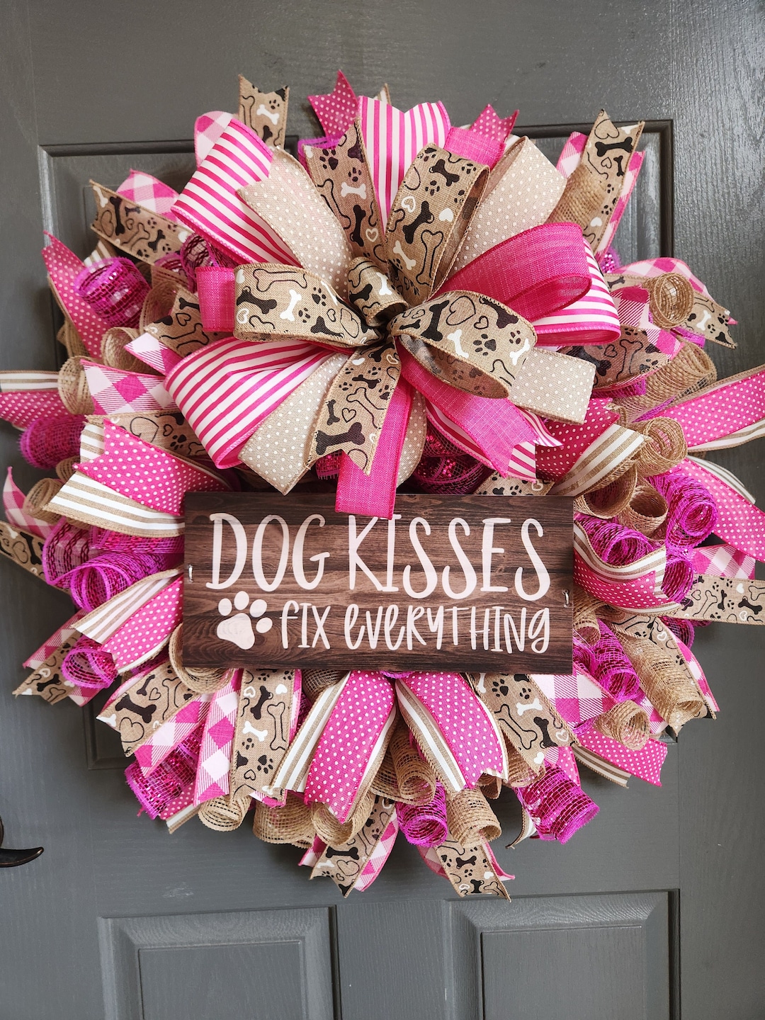 Dog Wreath, Front Door Wreath, Everyday Wreath, Dog Decor, Dog Lover ...