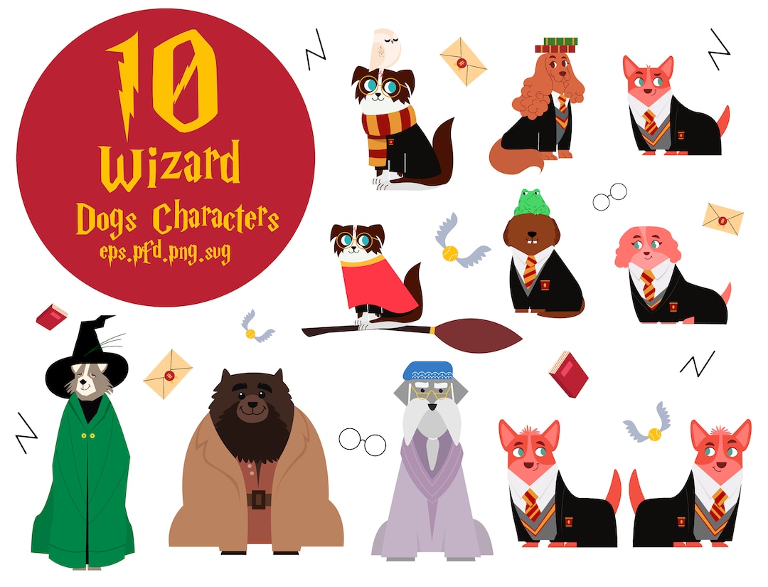 Wizard Design, Dogs Clipart, Magician Clipart Bundle, Planner Sticker ...