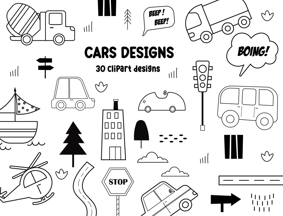 Cars Clipart Design, Cars Clipart Bundle, Preschool Cars Clipart ...