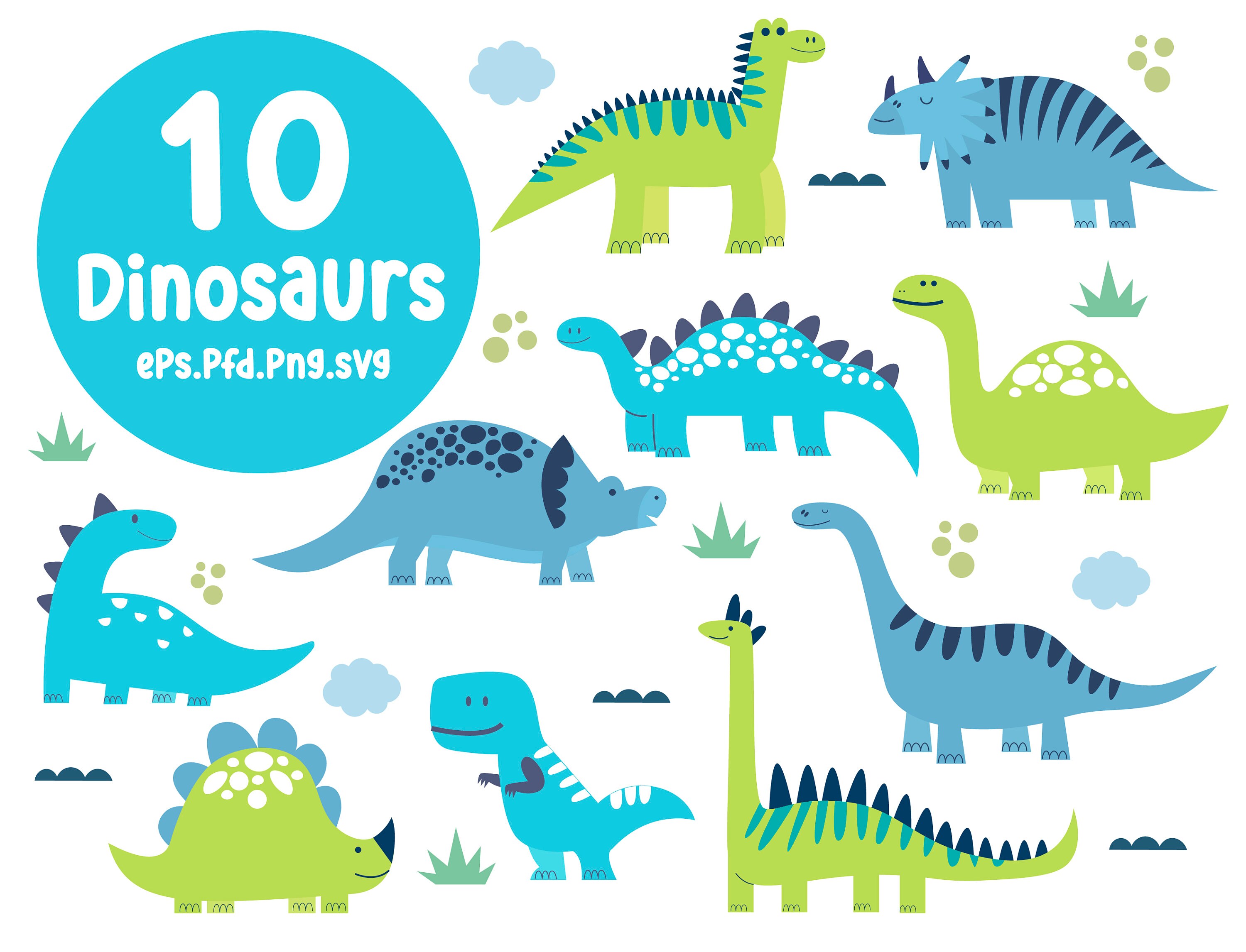 Dinosaurs Design, Dinosaurs Clipart Bundle, Dinosaurs Svg Files,instant ...