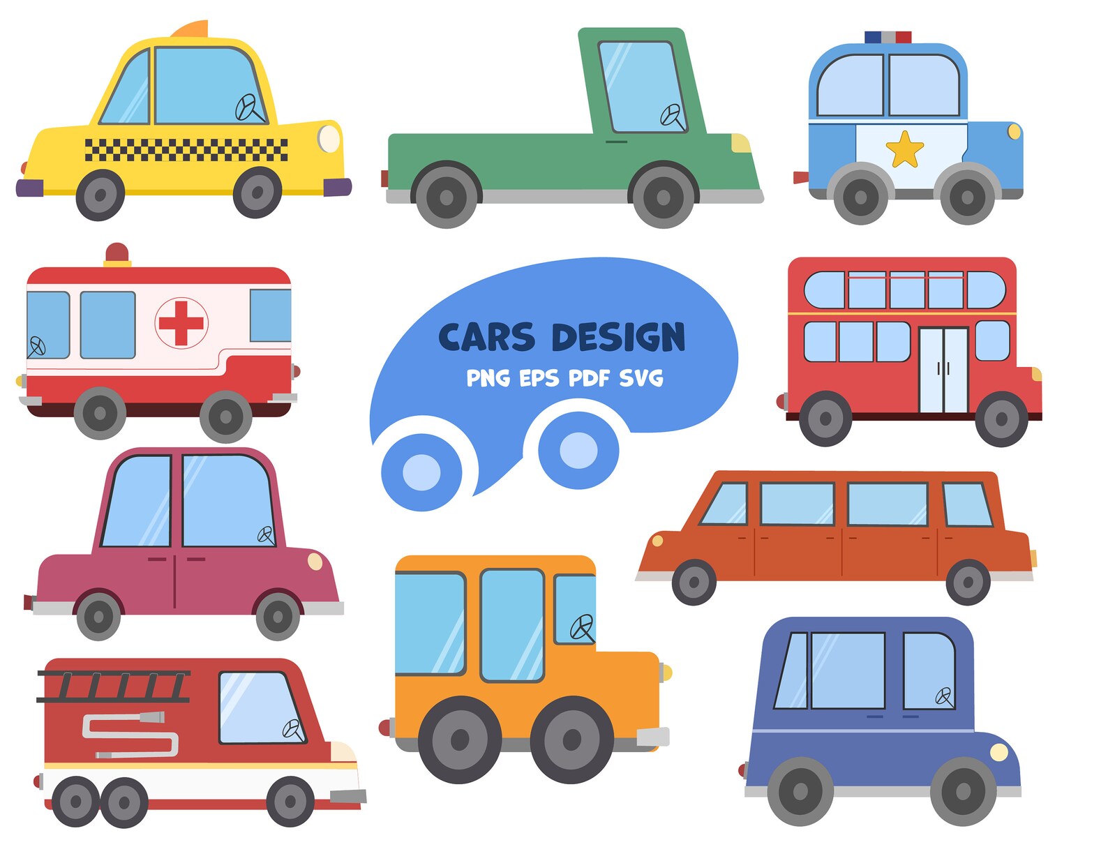 Cars Clipart, Cars Design, Cars Bundle, Cars Preschool, Cars Sticker ...
