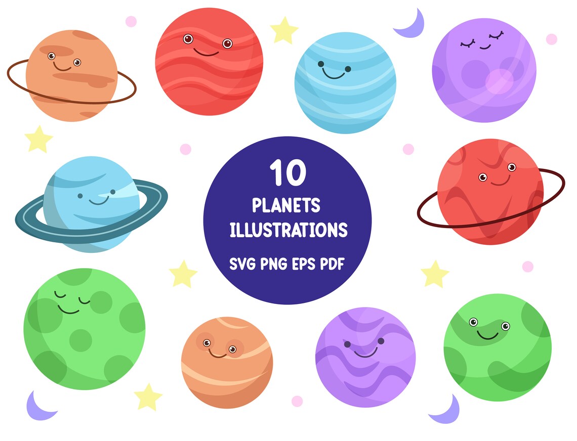 Planets Clipart Bundle, Planets Design, Planets Clipart , Cricut SVG ...