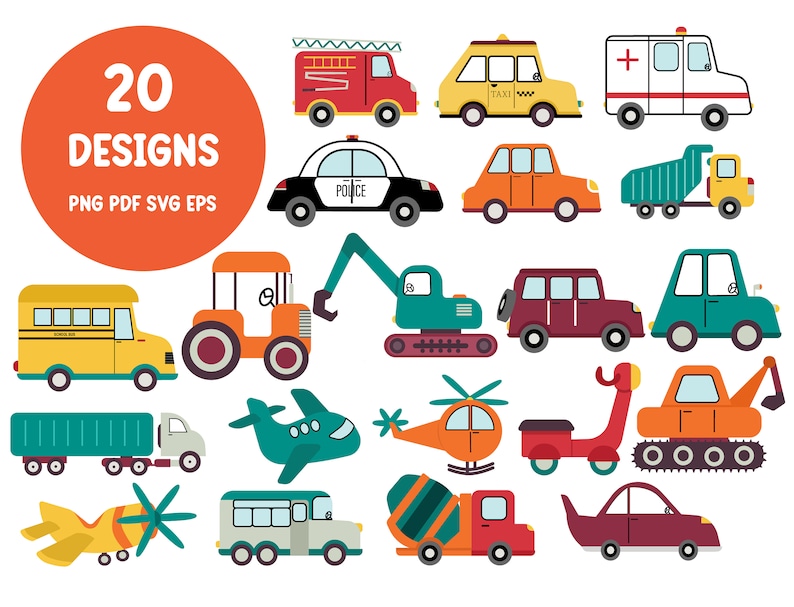 Cars Clipart, Cars Design, Cars Bundle, Cars Preschool, Cars Sticker ...