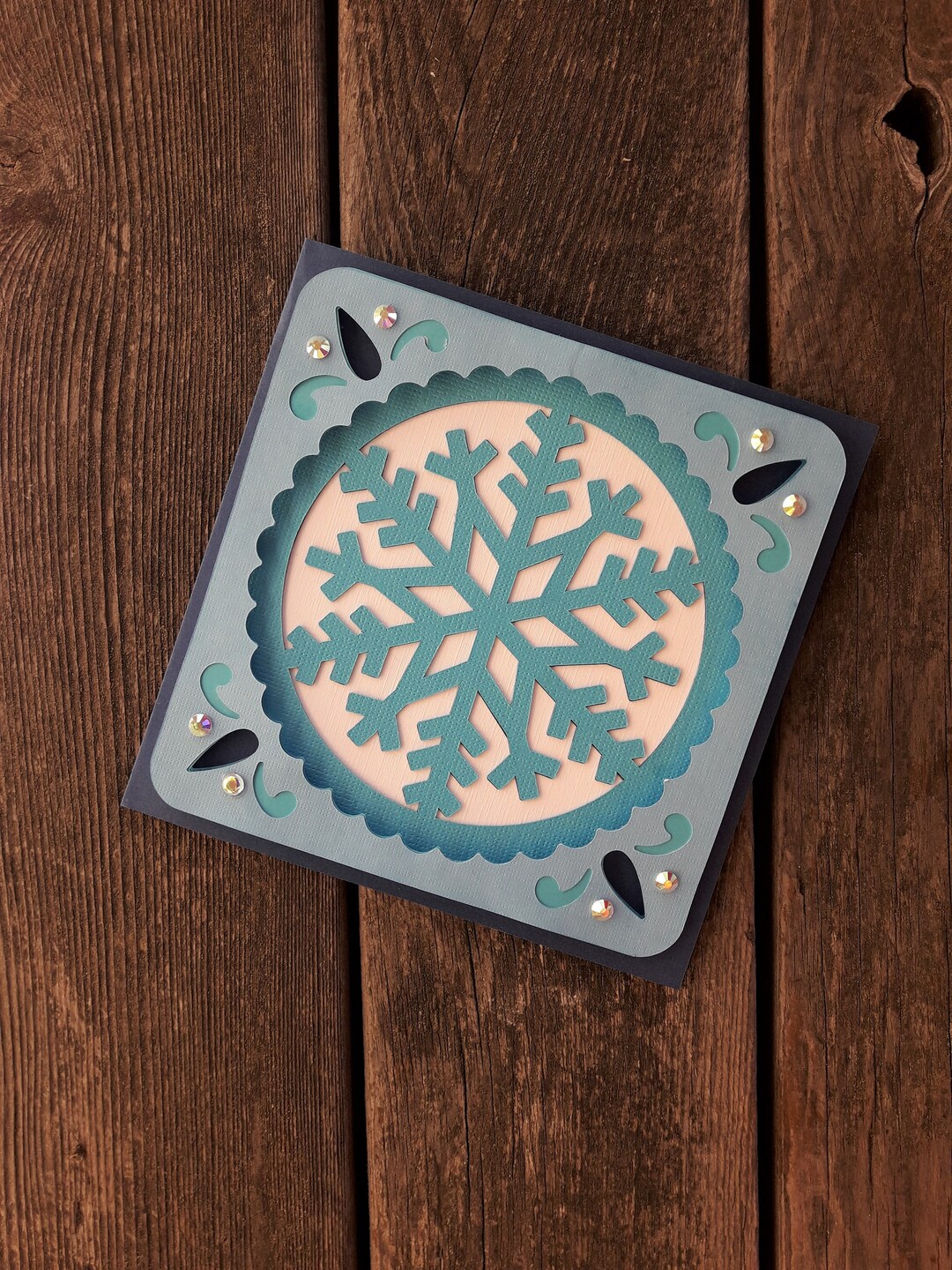 Snowflake Greeting Card Winter Snowflake Notecard Thank You - Etsy