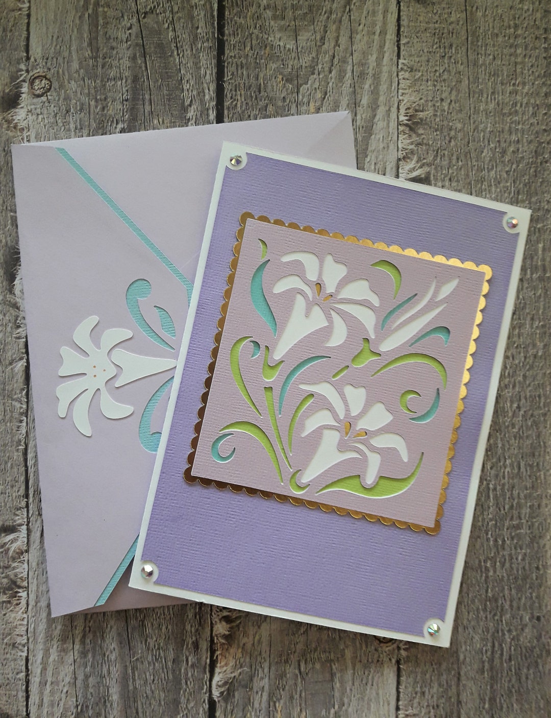 Formal Easter Card, Handmade Easter Greeting, Easter Lily Card, Floral ...
