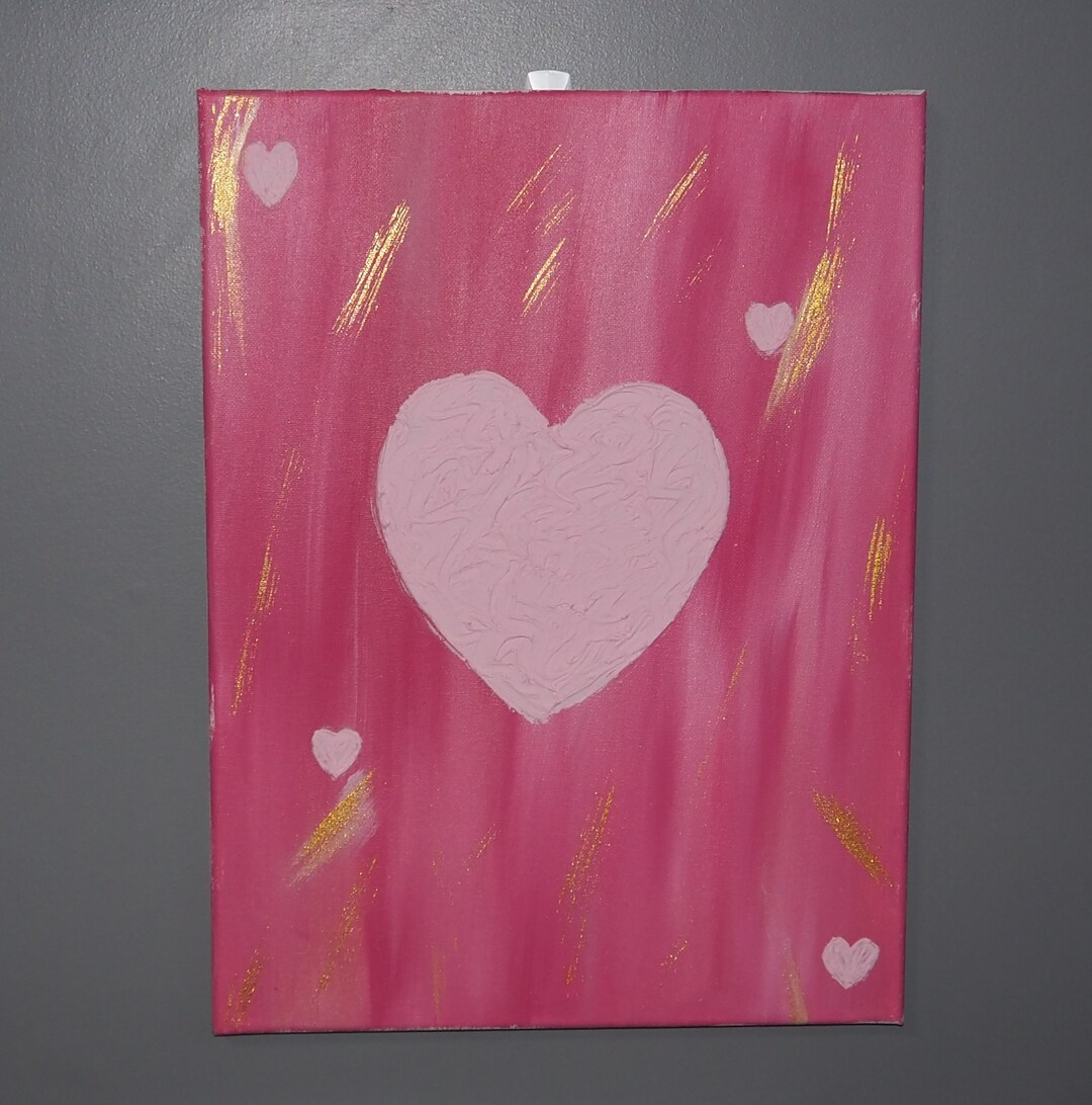 Canvas Texture Heart Painting - Etsy