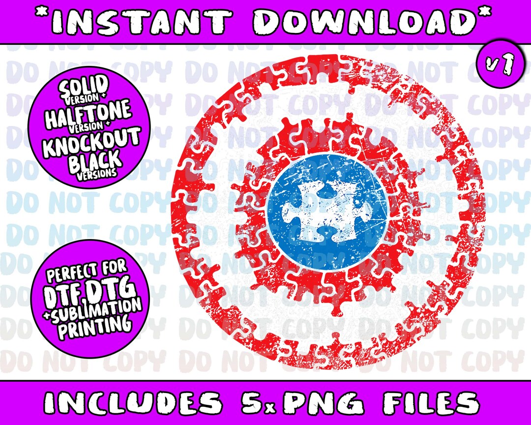 Captain Autism Aspergers Awareness Superhero Puzzle Shield Png - Etsy