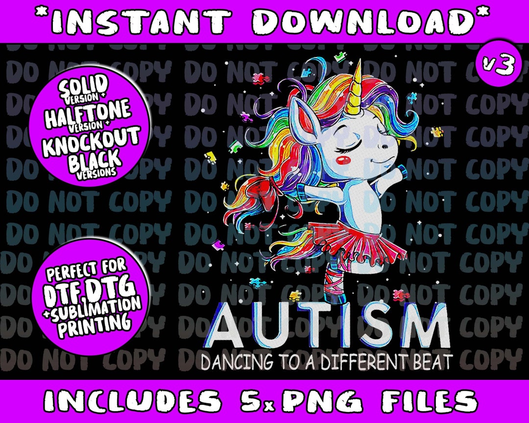 Autism Dancing to Be A Different Beat Unicorn Png Bundle - Etsy