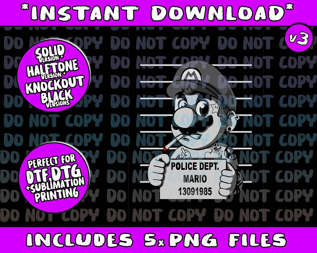 Convict Mario Png Mug Shot Mario Jail Mario Png Gangster - Etsy Australia