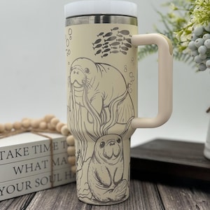 Engraved Manatee Tumbler | Stainless Steel Travel Mug - Etsy