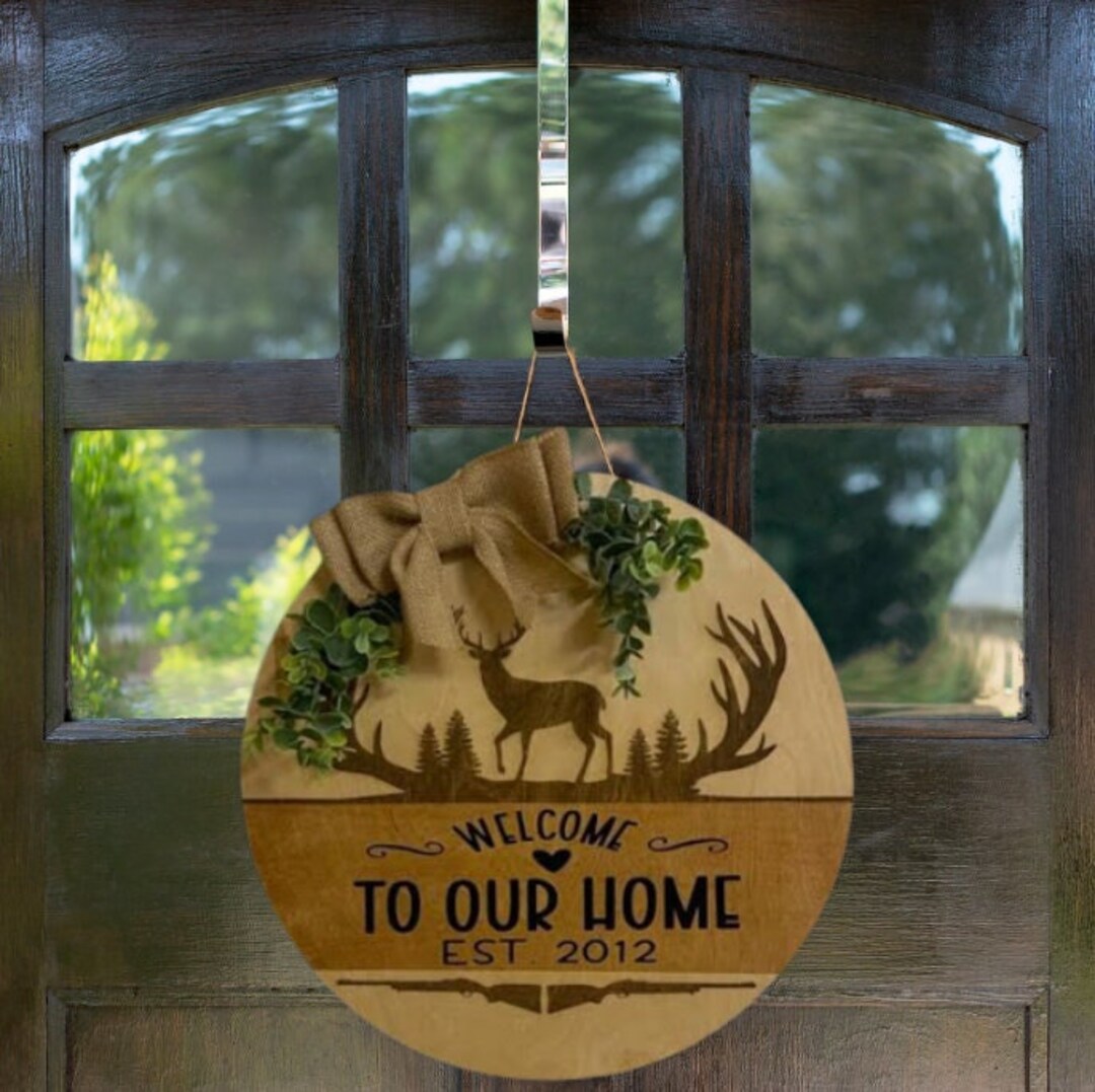 Rustic Hunting Welcome Sign Deer Antlers Sign Buck Deer - Etsy