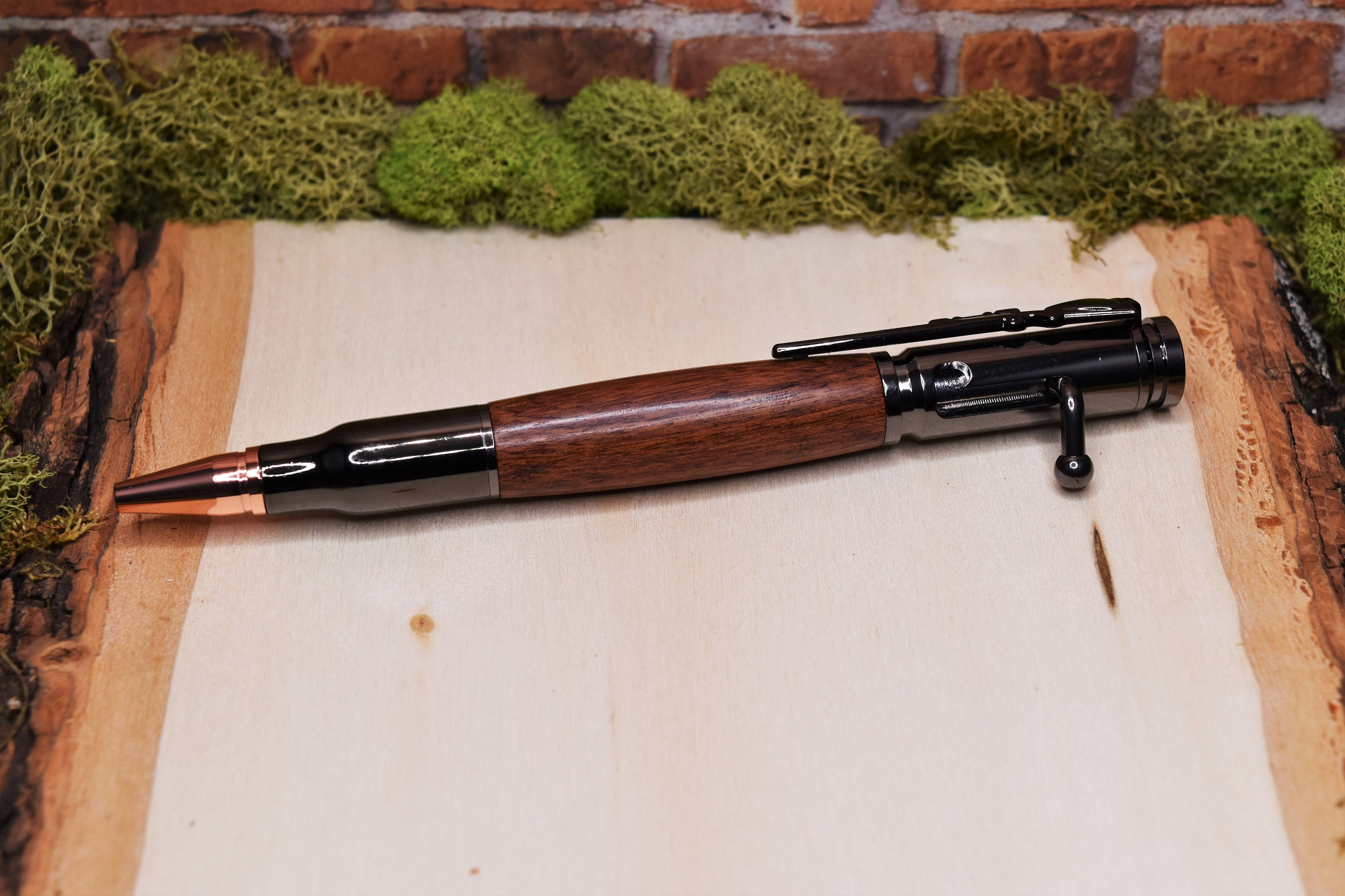 30 Caliber Bolt Action Ballpoint Pen in Red Sandalwood gun Metal ...