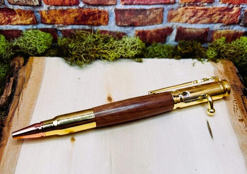 30 Caliber Bolt Action Ballpoint Pen in Red Sandalwood (gun Metal ...