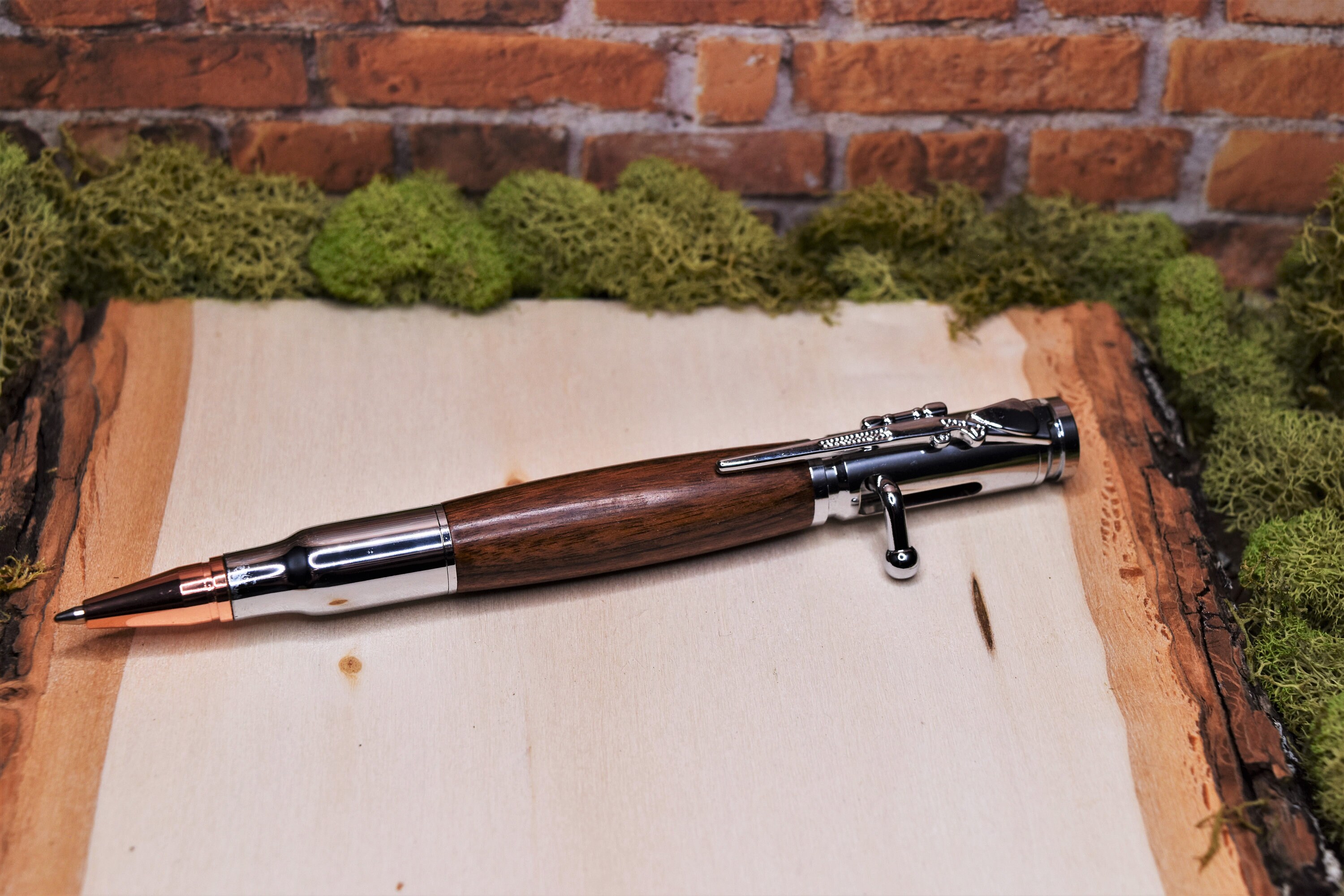 30 Caliber Bolt Action Ballpoint Pen in Red Sandalwood gun Metal ...