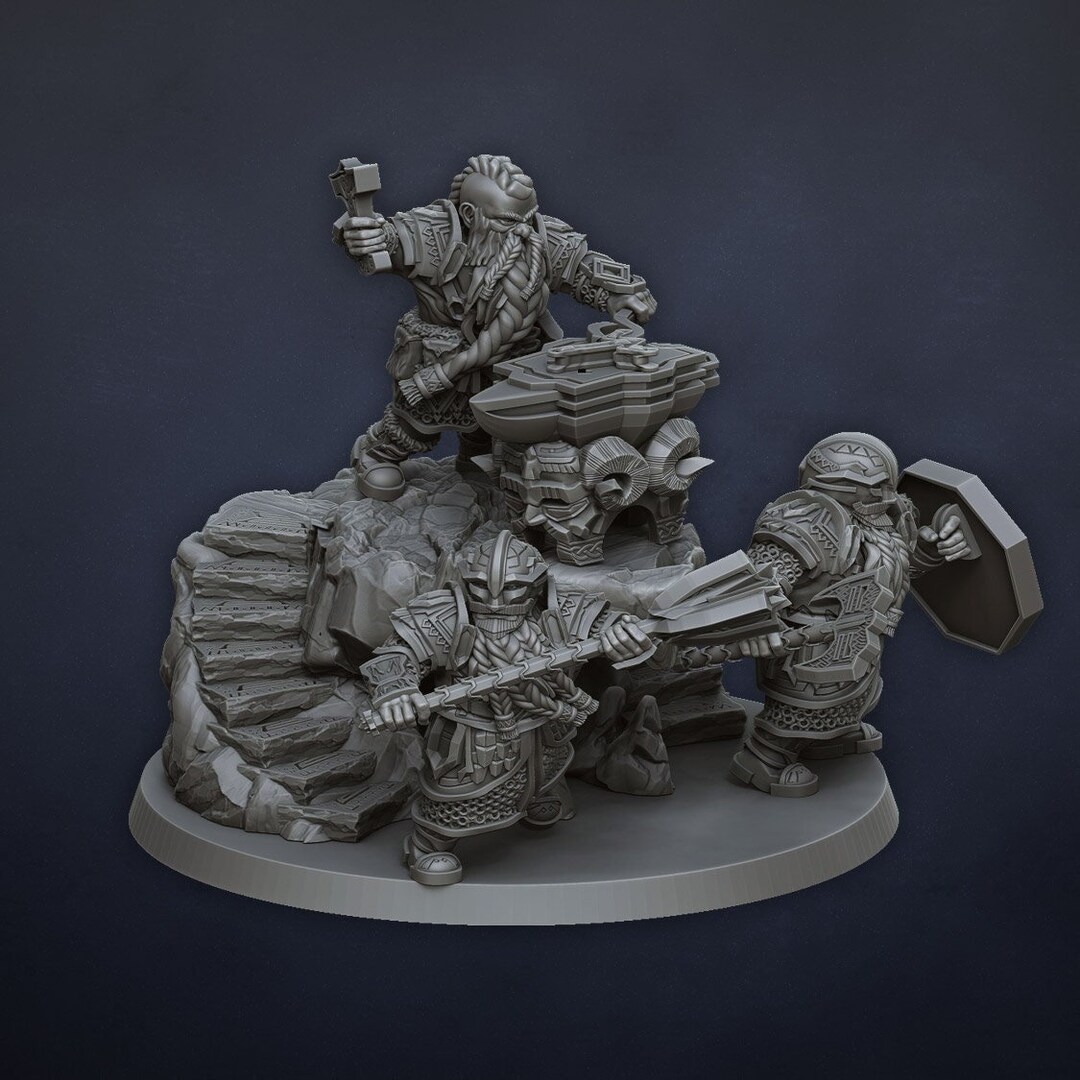 Dragonslake Miniatures Dwarf Runelord With Anvil - Etsy