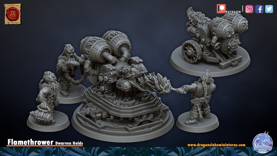Dragonslake Miniatures Dwarf Flamecannon - Etsy