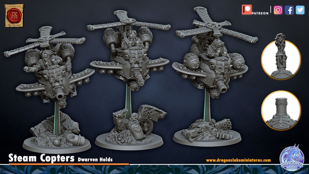 Dragonslake Miniatures Dwarf Steam Copter - Etsy