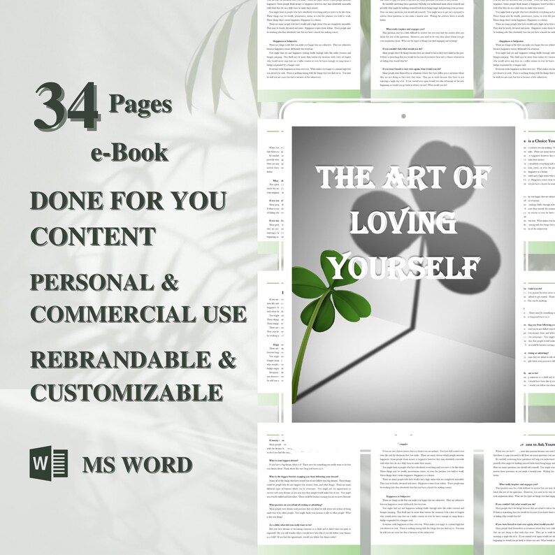 The Art of Loving Yourself, Done for You Ebook, Self Help Guide, Word ...