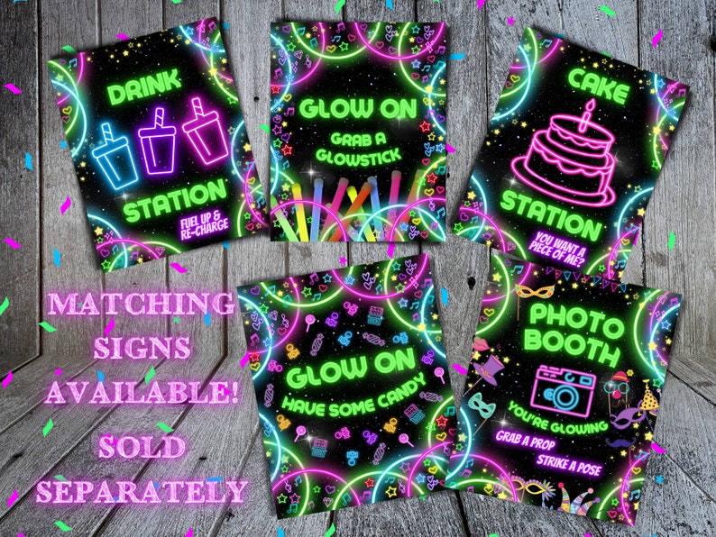 Glow Jump Kids Invitation Glow Birthday Party Lets Glow Crazy Digital ...