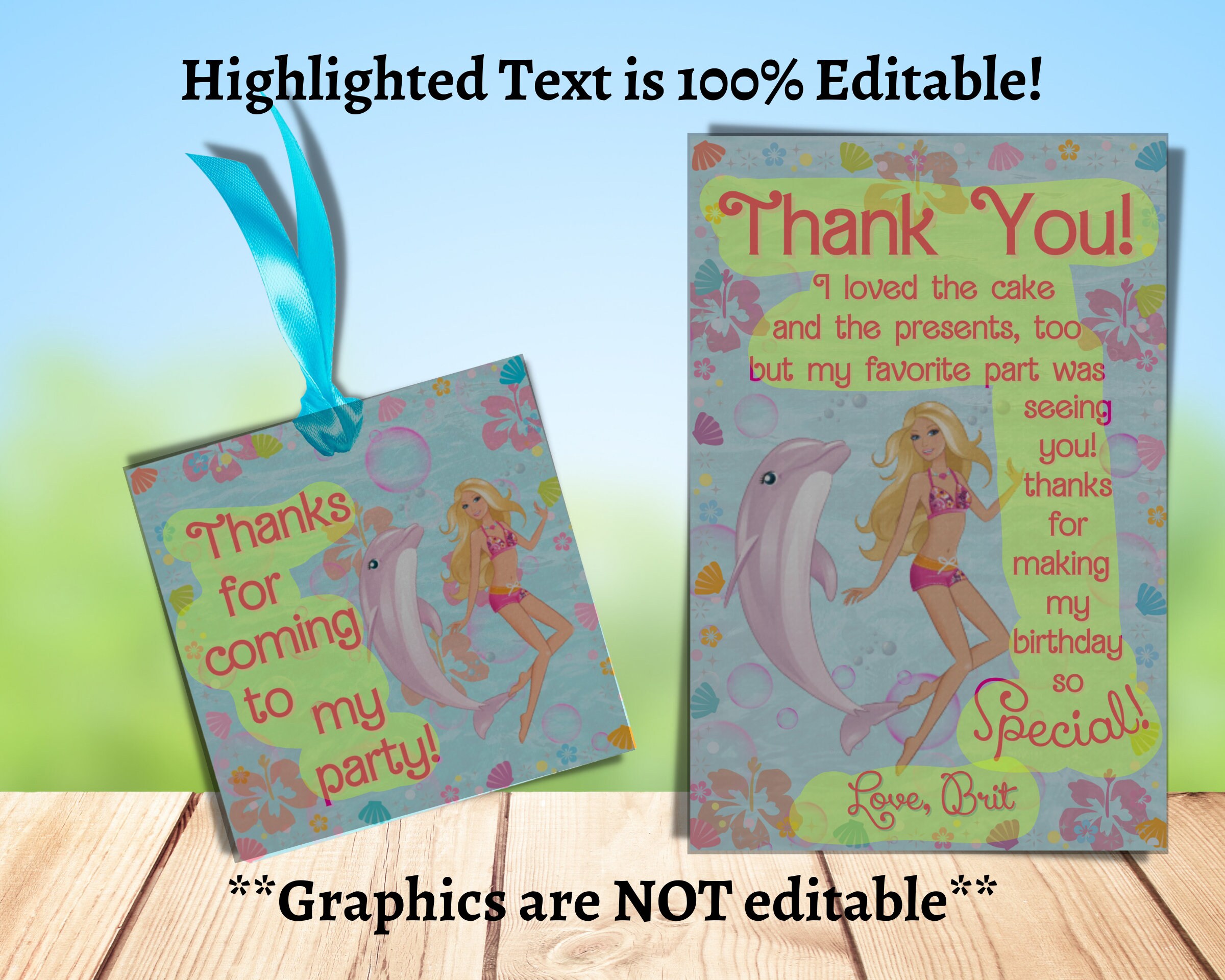 Barb Doll Dolphin Pool Party Invitation Summer Birthday - Etsy