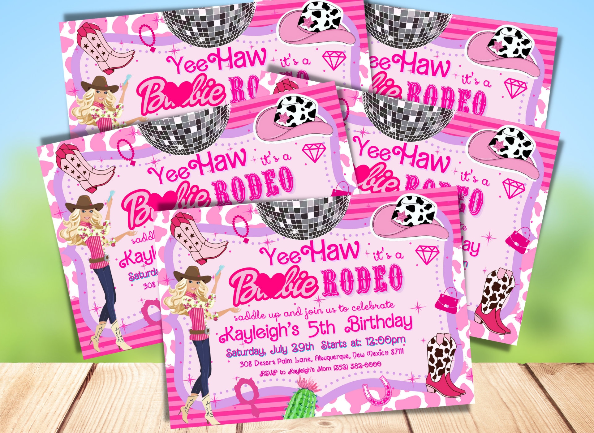 Barb Doll Cowgirl Invitation Summer Doll Birthday Party Hot - Etsy