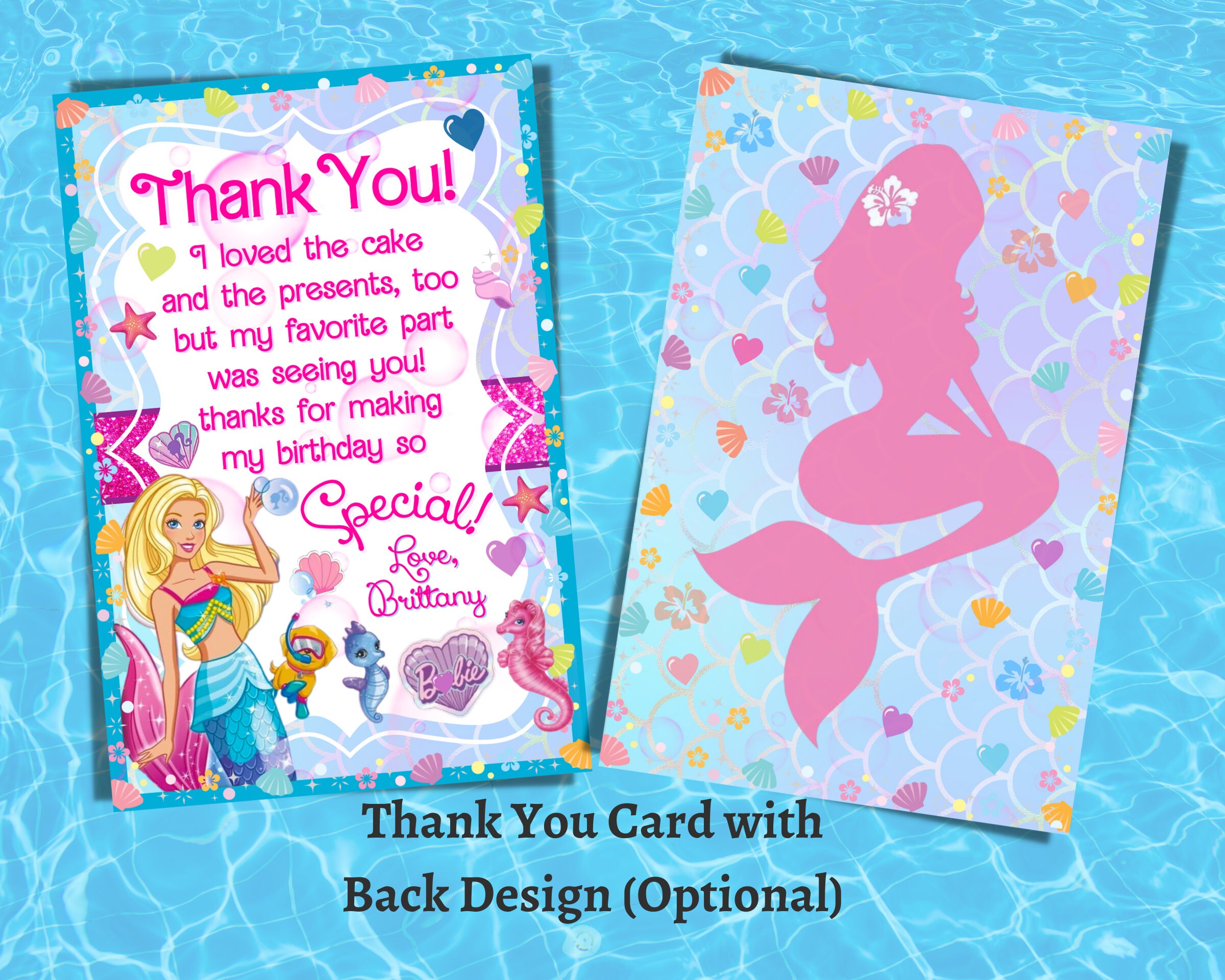 Barb Doll Mermaid Invitation, Mermaid Birthday, Summer Party, Swim ...
