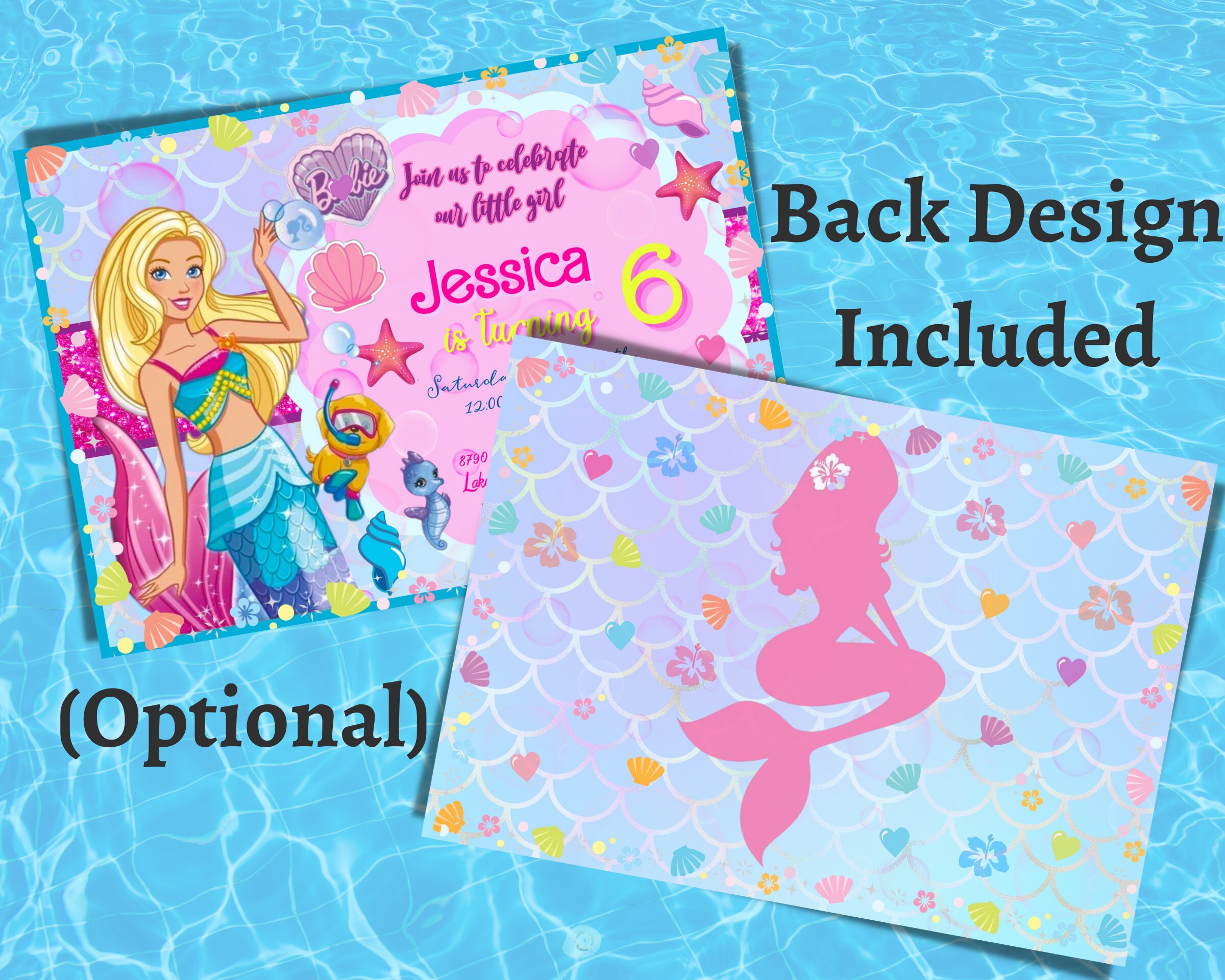 Barb Doll Mermaid Invitation, Mermaid Birthday, Summer Party, Swim ...