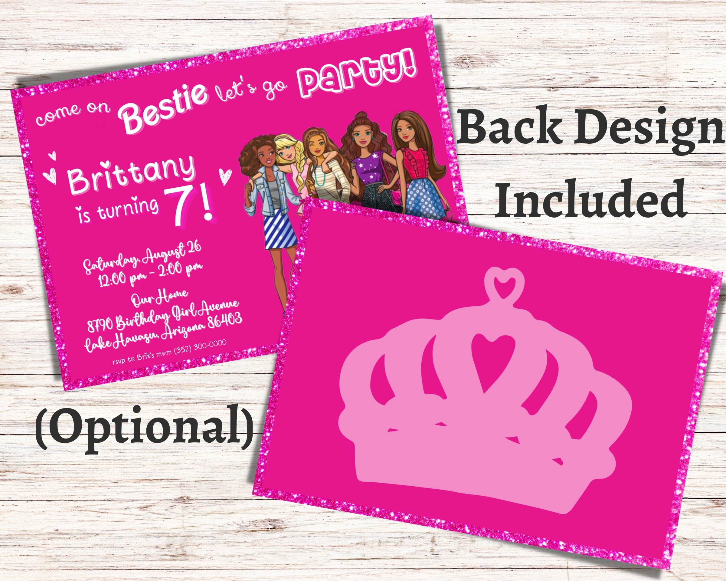 Barb Doll Invitation, Friends Invitation, Hot Pink Invite, Come on Let ...