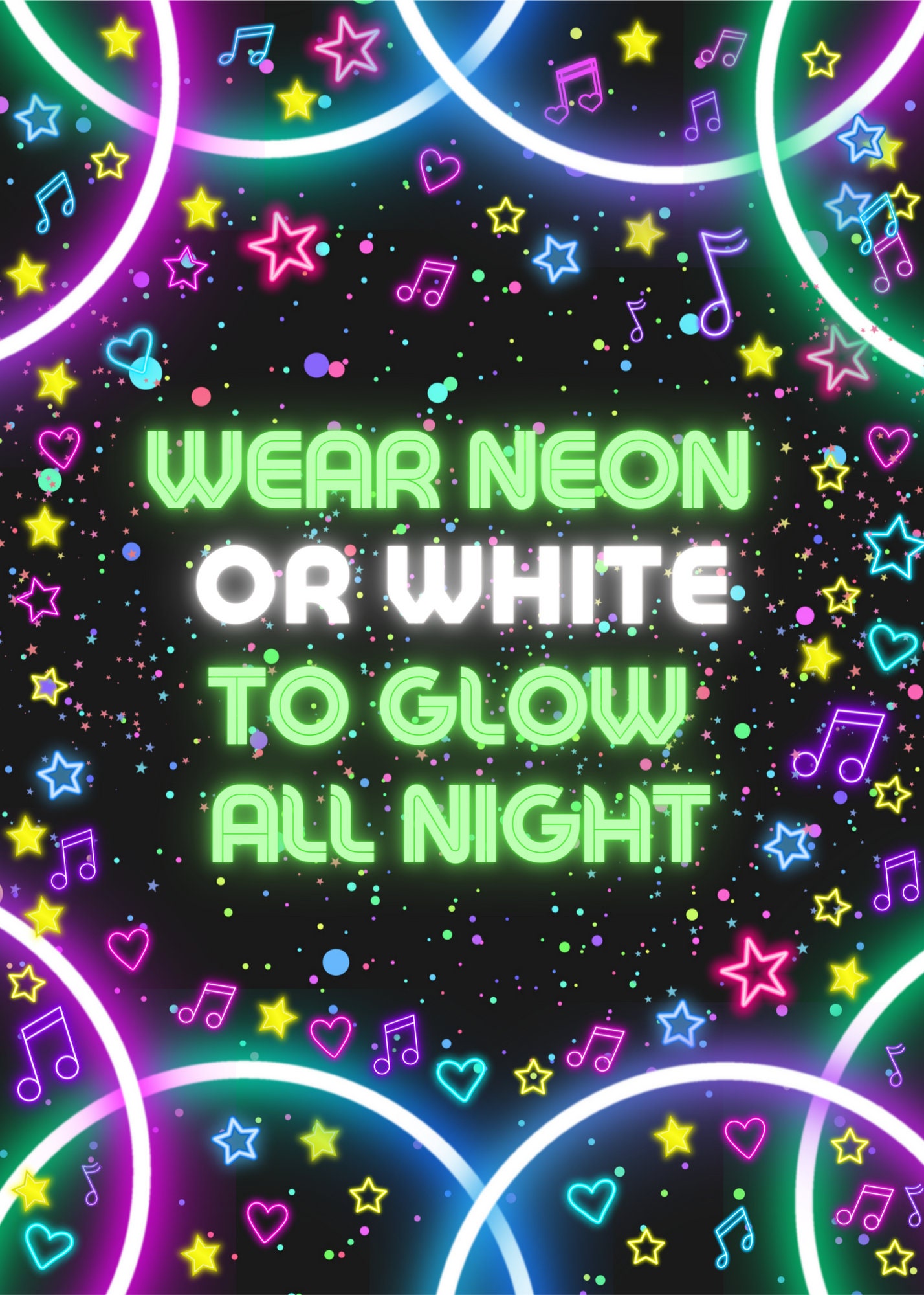 Glow in the Dark Party Invitation Neon Birthday Let's Party Kids Glow ...