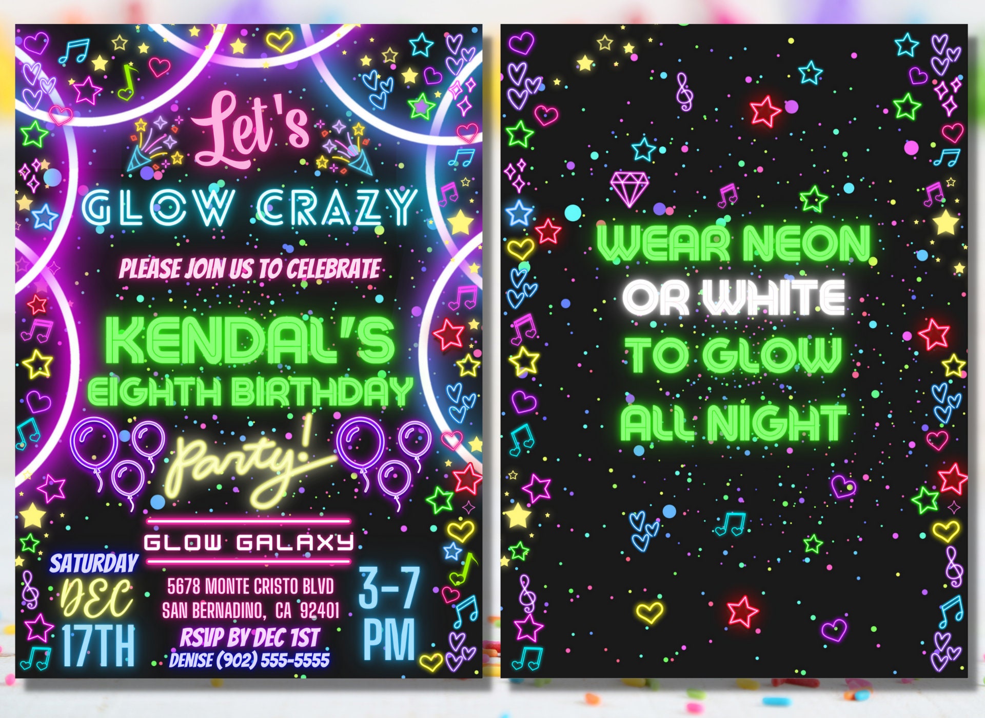 Glow Jump Kids Invitation Glow Birthday Party Lets Glow Crazy Digital ...