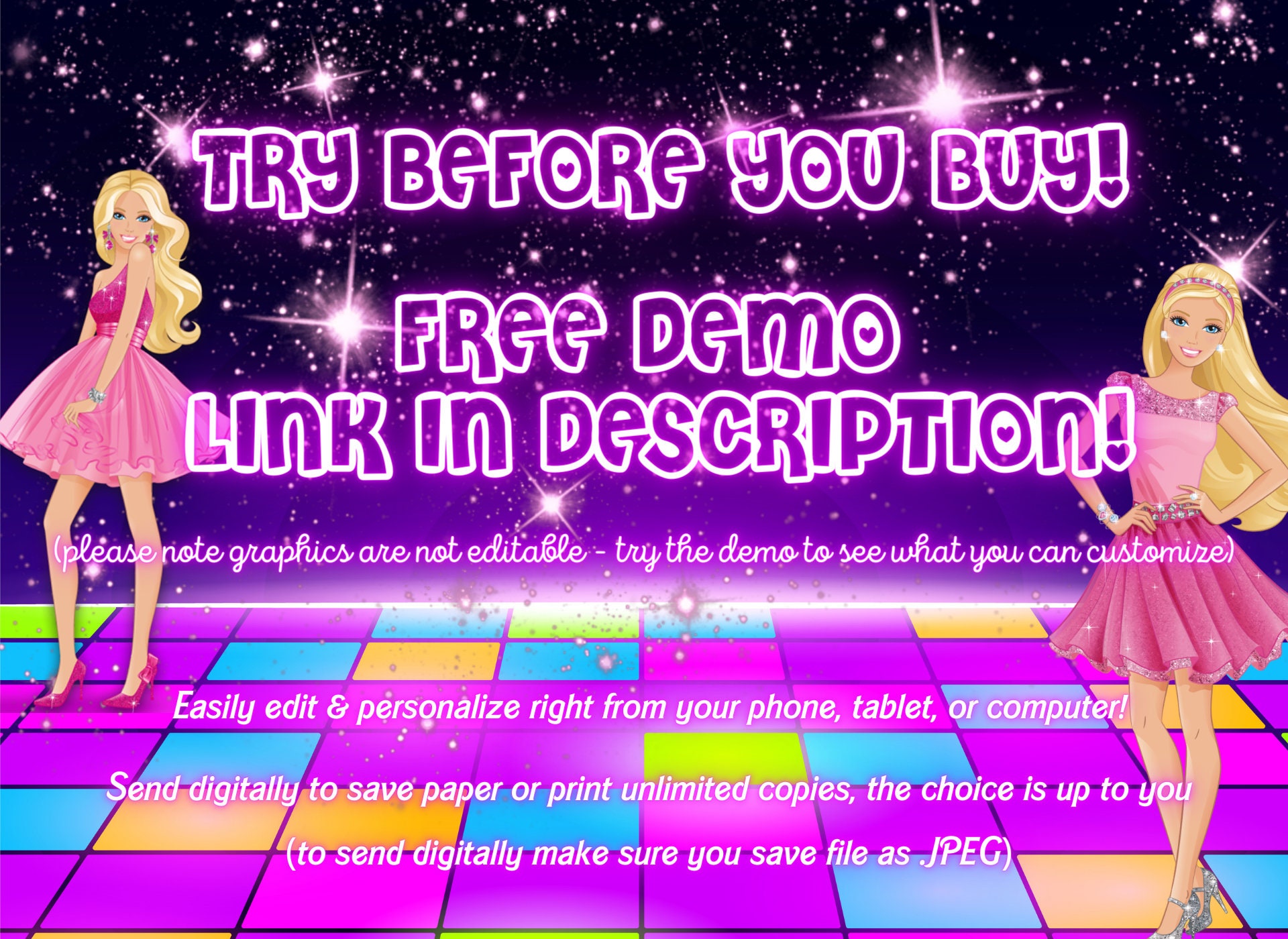 JUMP Princess Doll Birthday Party Trampoline Rainbow - Etsy