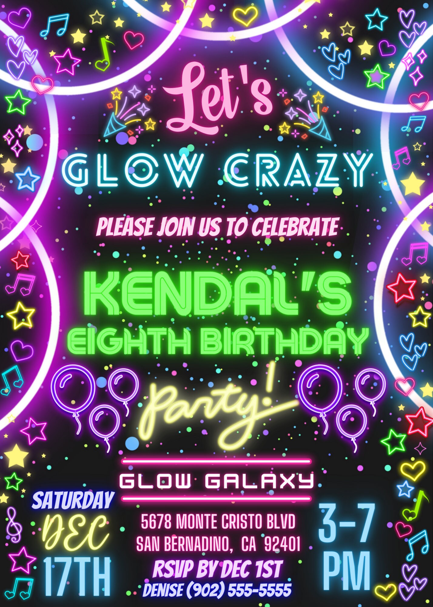 Glow Jump Kids Invitation Glow Birthday Party Lets Glow Crazy Digital ...