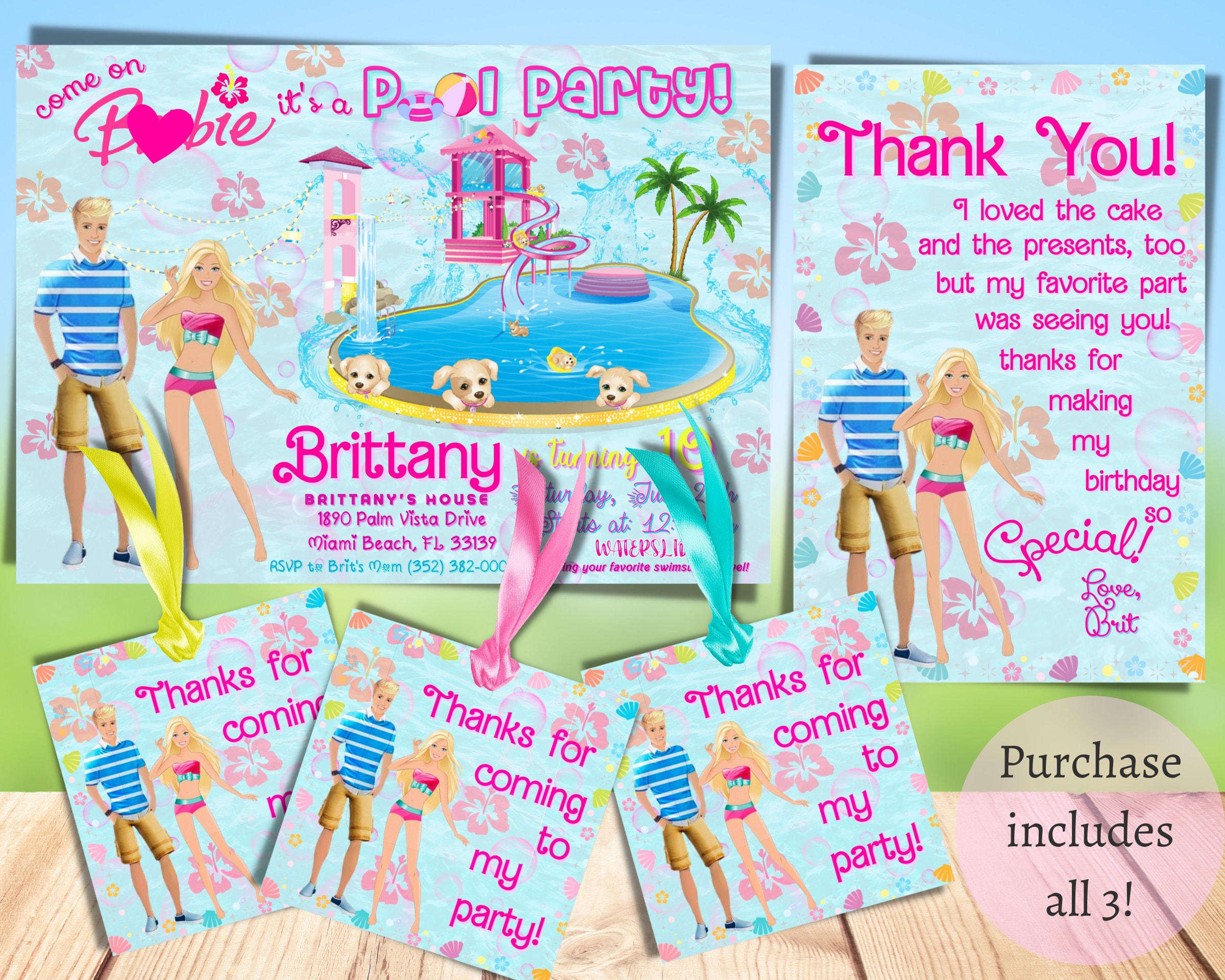 Barb and Ken Invitation, Barb Doll Pool Party Invitation, Summer Party ...
