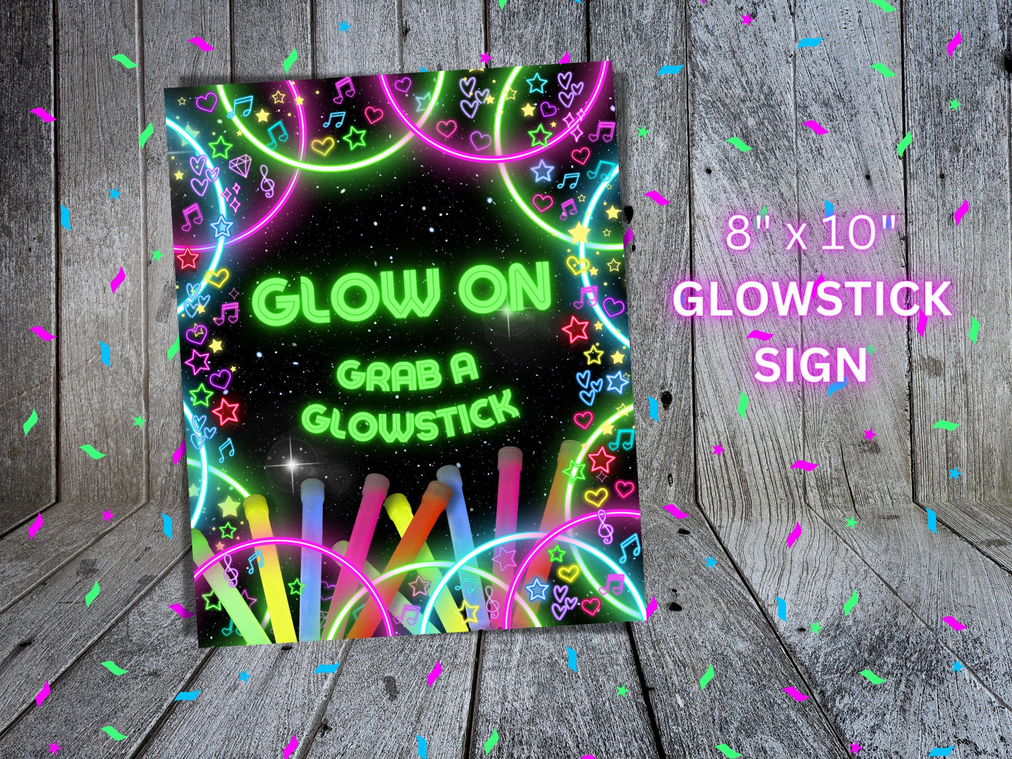 GLOW Party Sign Bundle, Photo Booth, Drink Station, Cake Station, Candy ...