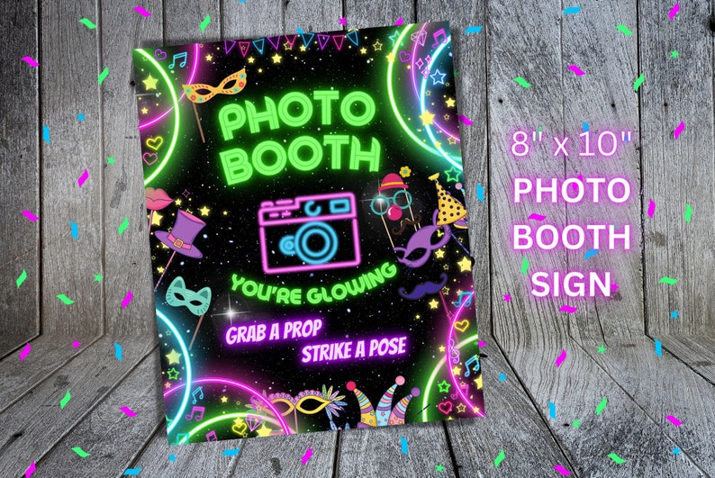 GLOW Party Sign Bundle, Photo Booth, Drink Station, Cake Station, Candy ...