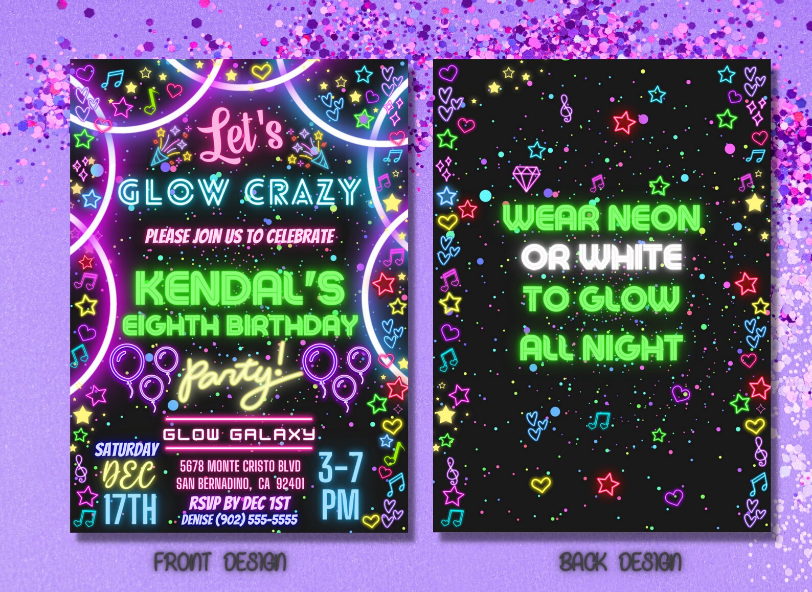 Glow Jump Kids Invitation Glow Birthday Party Lets Glow Crazy Digital ...