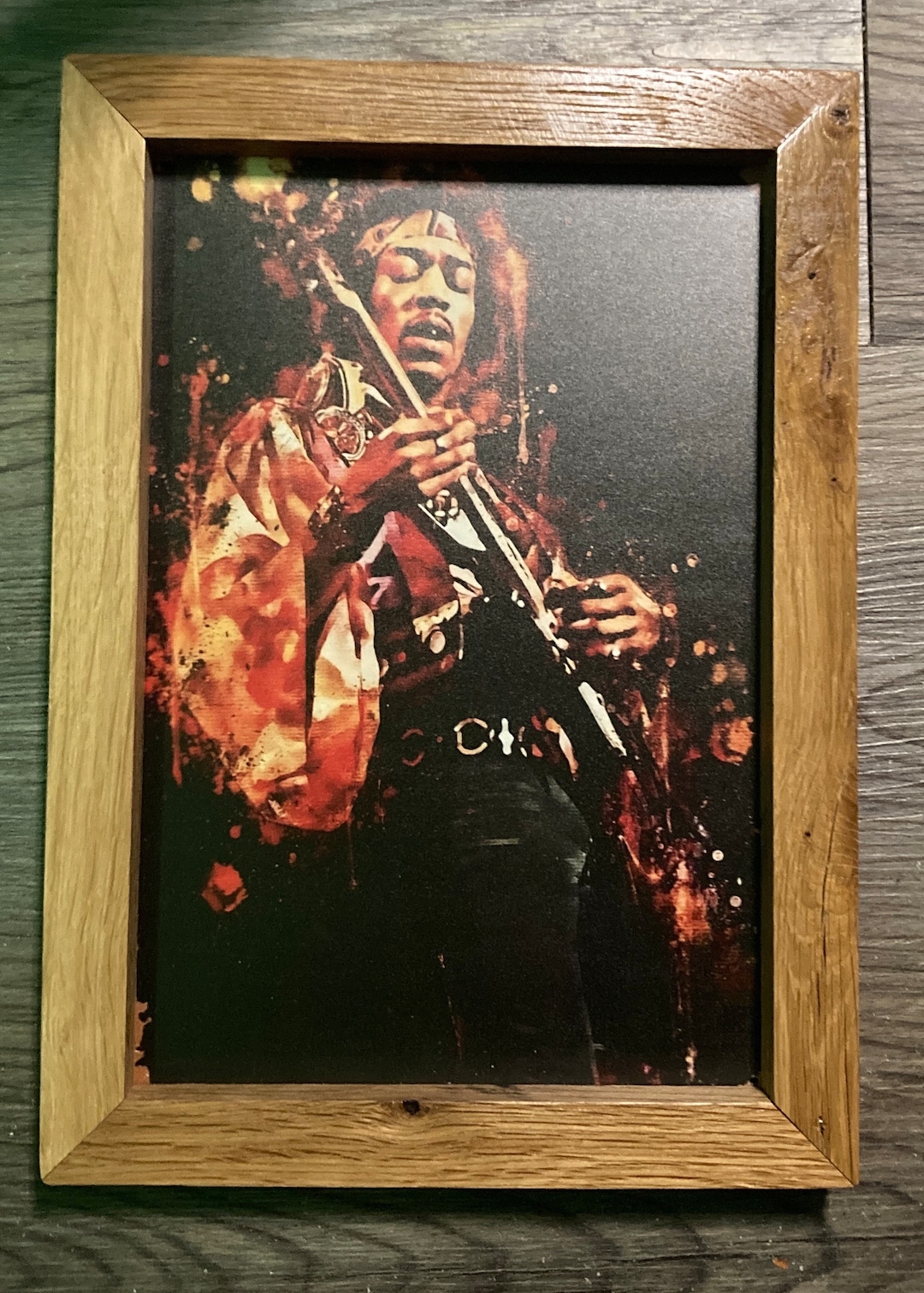 Jimi Hendrix Wall Art Inside A Handmade White Oak Frame. Includes EZ ...