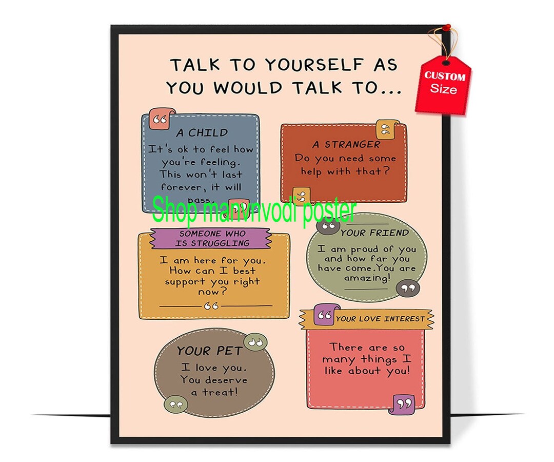 Be Kind to Yourself Positive Self Talk Poster Mental Health Poster for ...