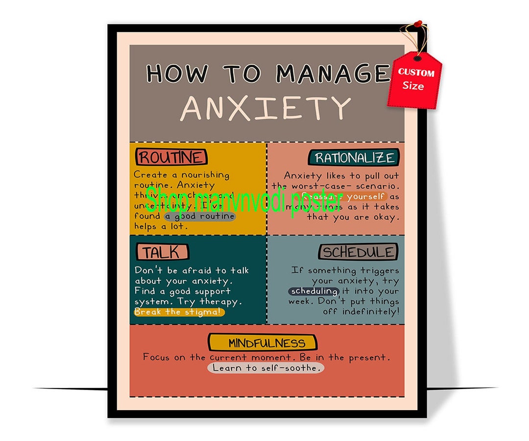 How to Manage Anxiety Poster Mental Health Poster for Classroom Therapy ...