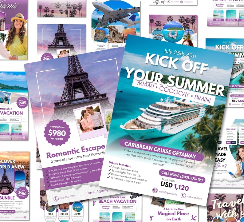 Editable Canva Travel Promo Template for Travel Agents | Vacation Flyer ...