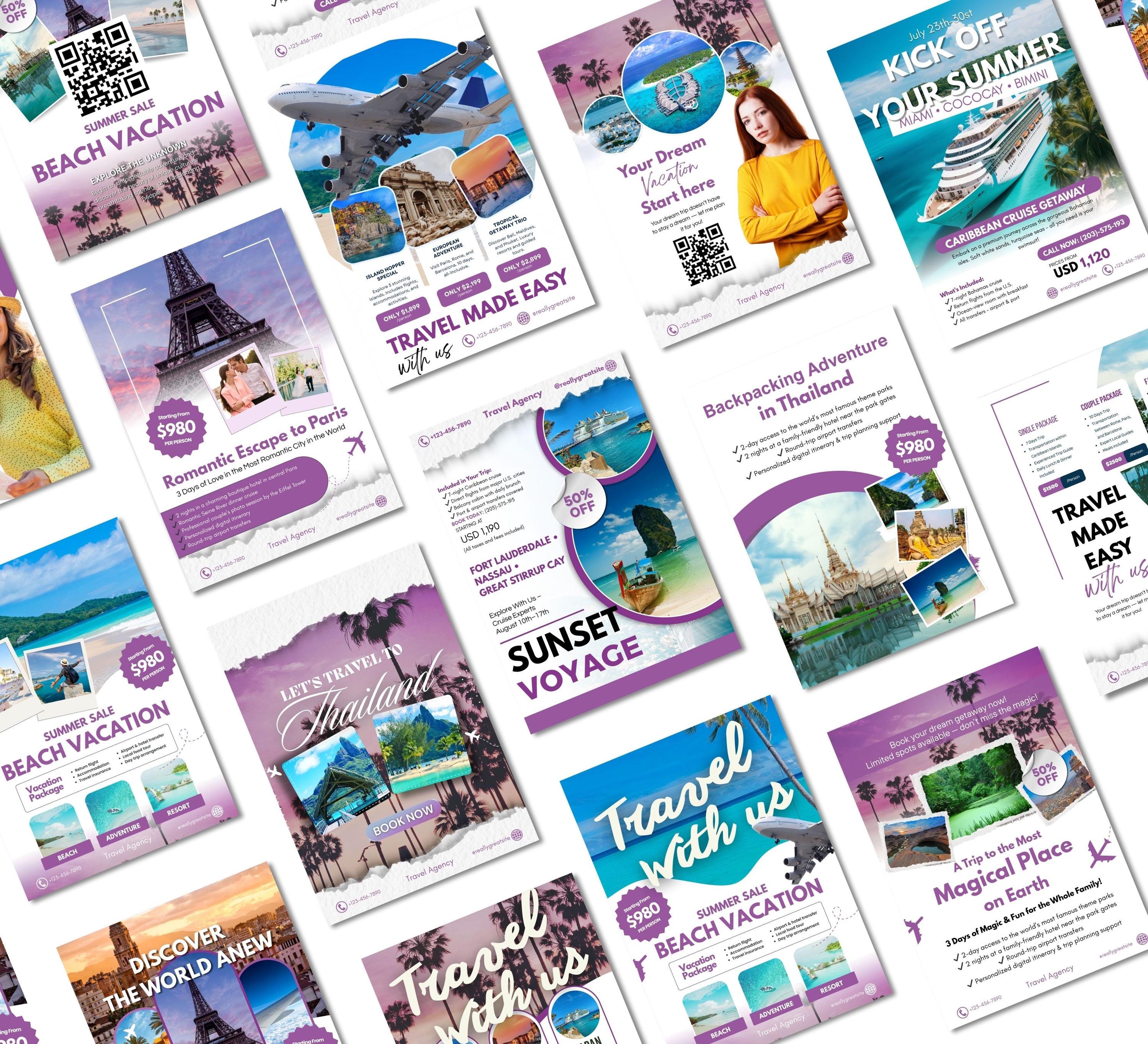 Editable Canva Travel Promo Template for Travel Agents | Vacation Flyer ...