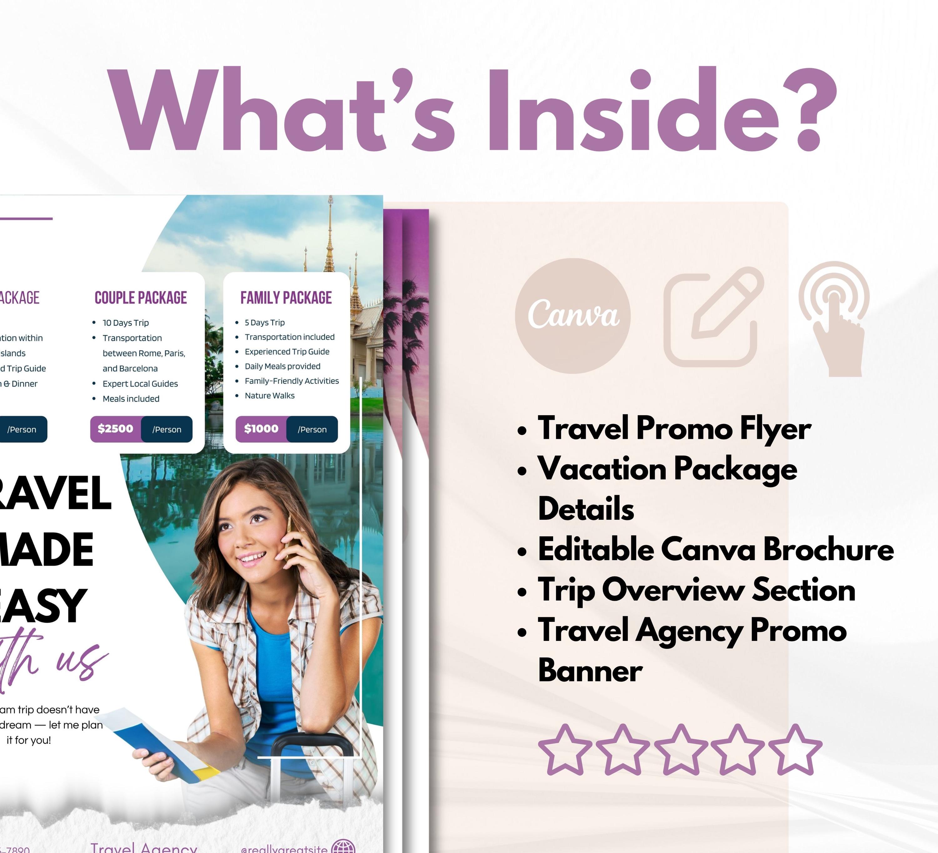 Editable Canva Travel Promo Template for Travel Agents | Vacation Flyer ...