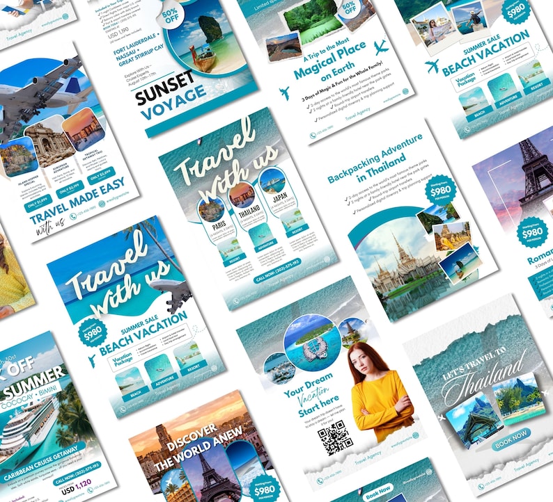 Editable Canva Travel Promo Template for Travel Agents | Vacation Flyer ...