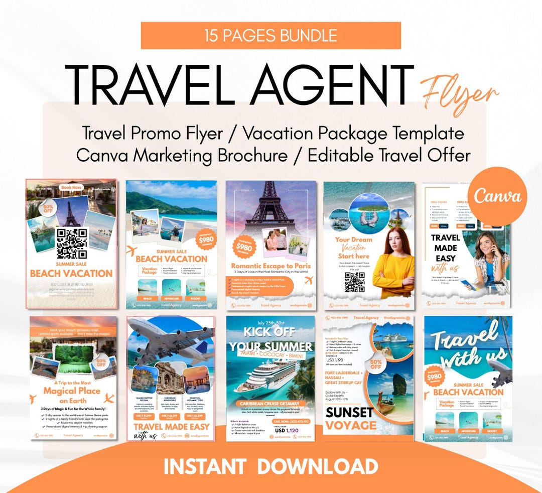 Editable Canva Travel Promo Template for Travel Agents | Vacation Flyer ...